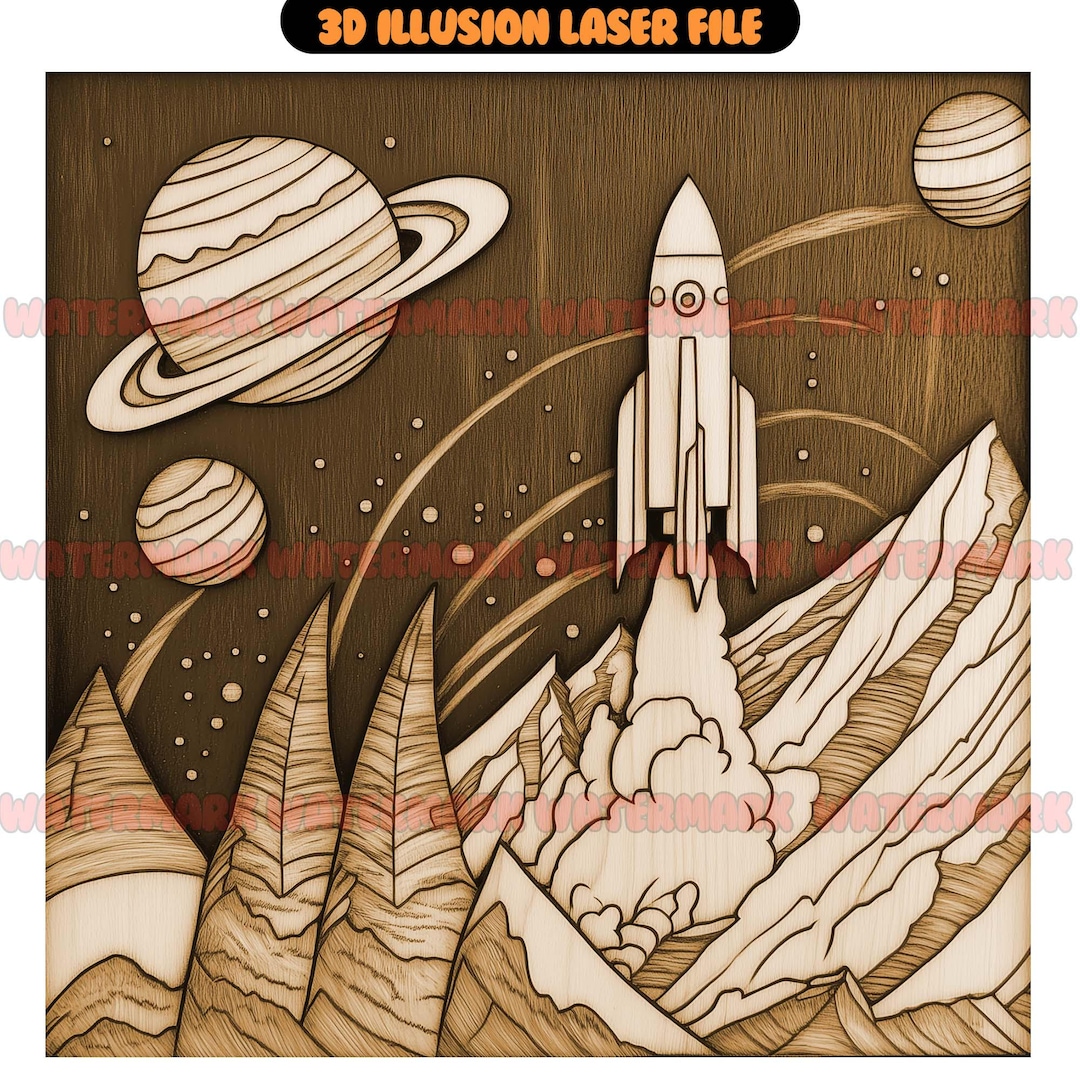 Space Explorer 3D Illusion Laser Files Laserdatei Laser Burn PNG ...