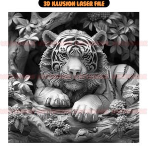 Tiger 3D Illusion Laser Files Laserdatei Laser Burn PNG Lightburn 4 ...