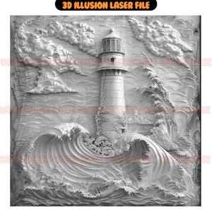 Lighthouse Scene 3D Illusion Laser Files Laserdatei Laser Burn PNG ...