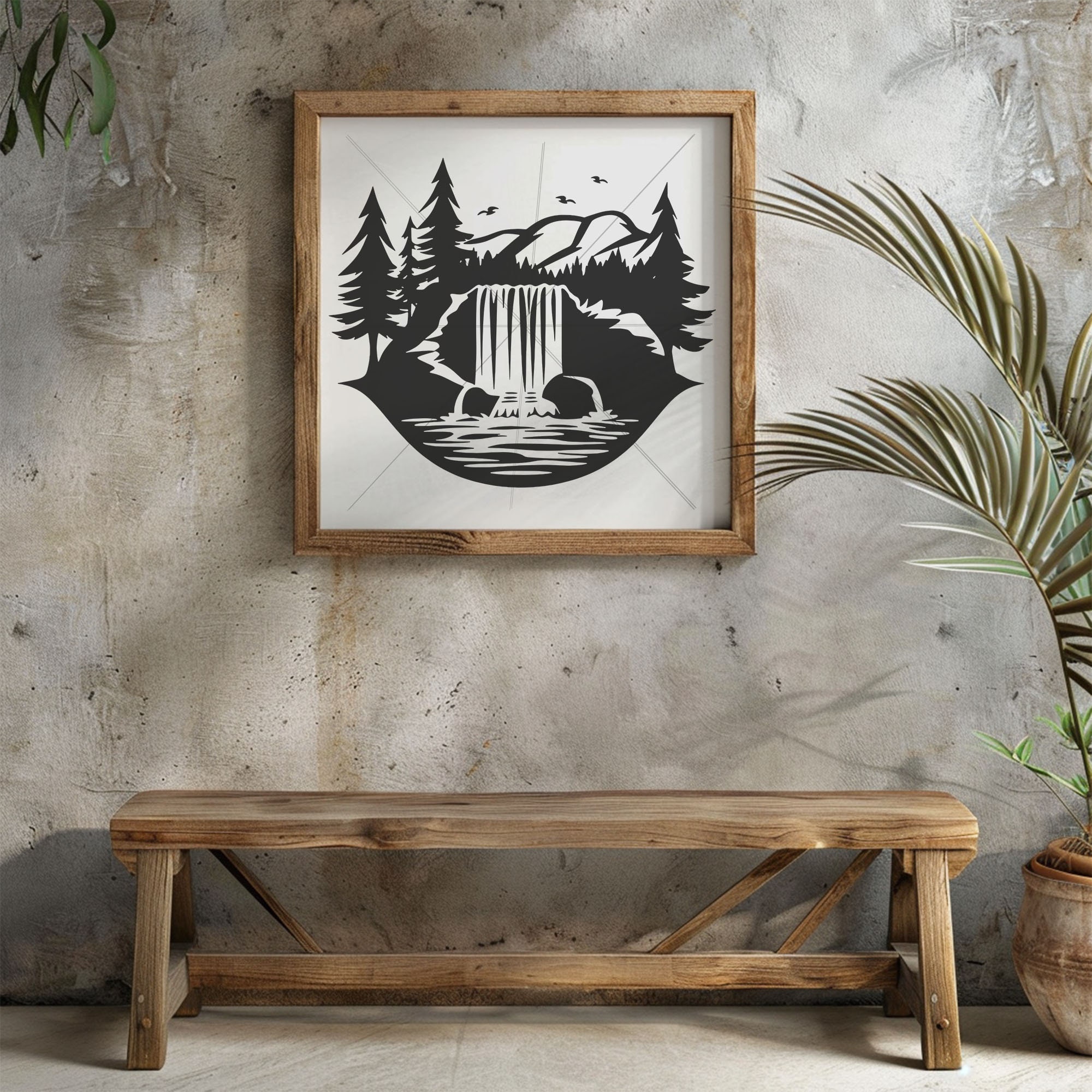 Waterfall PNG Bundle SVG DXF Laser Burn Wood Engrave Lightburn Laser ...