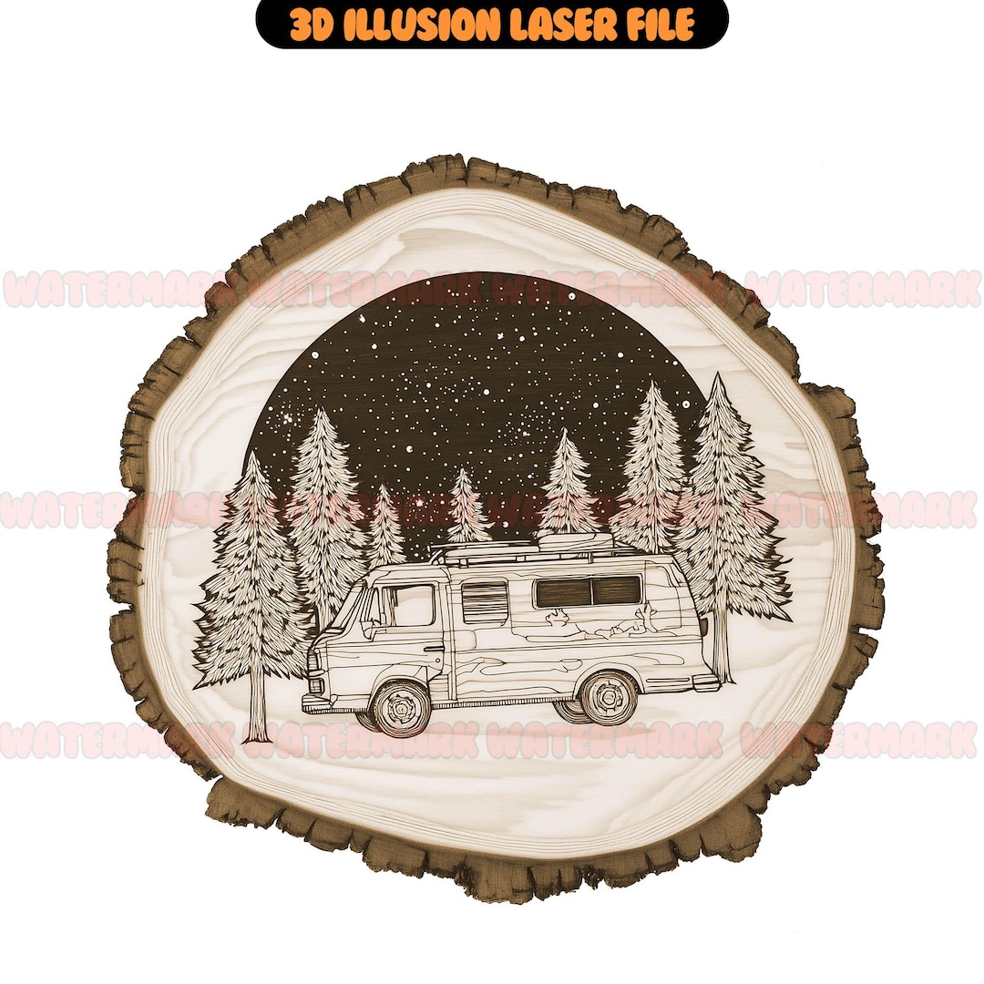 Camper 3D Illusion Laser Files Laserdatei Laser Burn PNG Lightburn - 4 ...