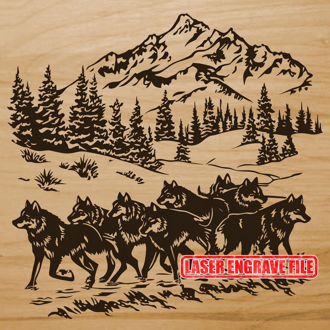 Wolf Pack Laser Engrave SVG File PNG File Laser File | Laserdatei ...
