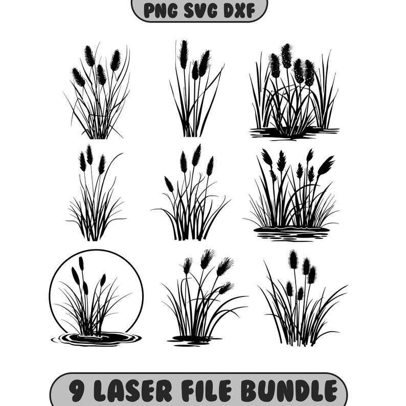 Cattails PNG Bundle | Laser Burn | Wood Engrave | Lightburn | Laser ...