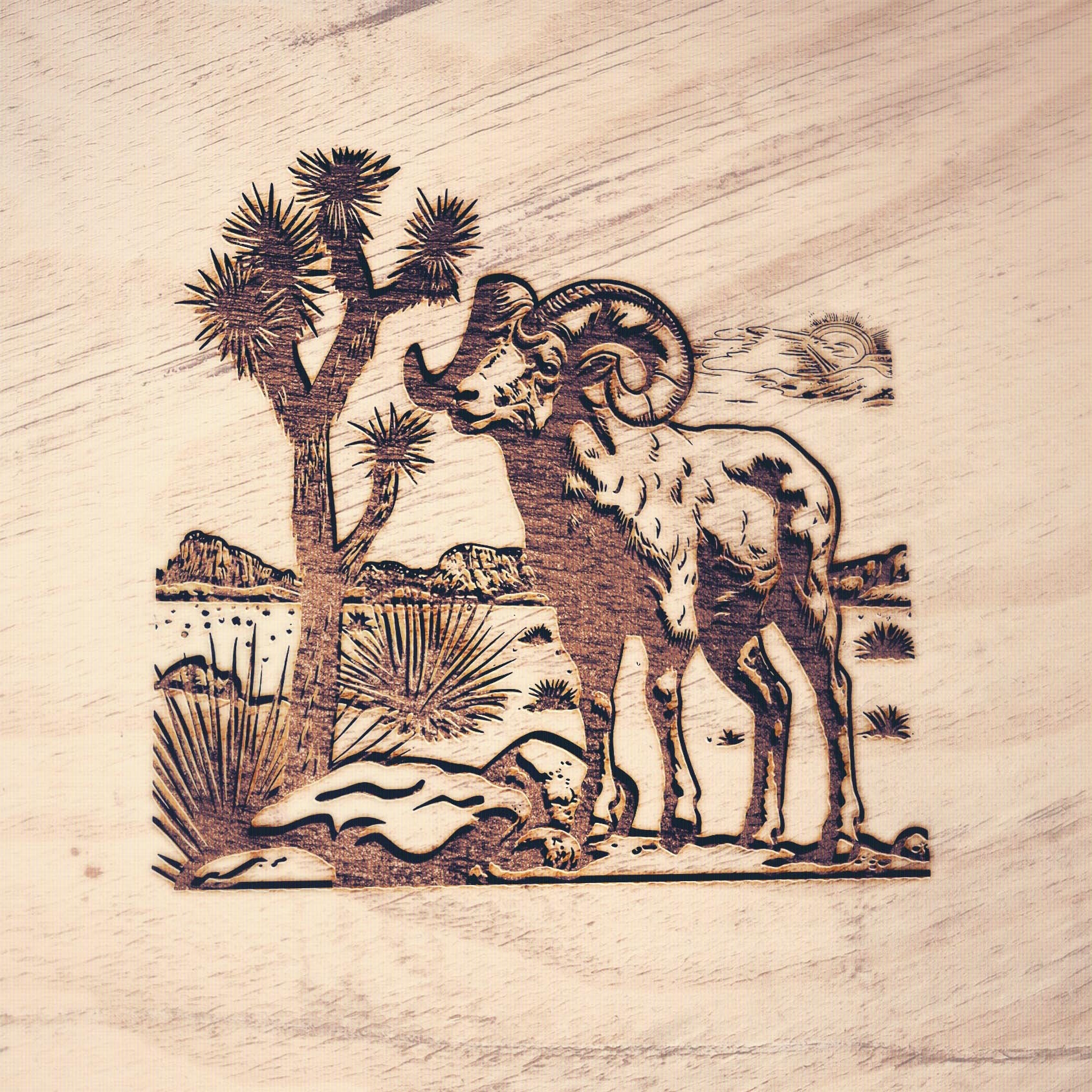 Joshua Tree Bighorn Sheep PNG Bundle SVG DXF Laser Burn Wood Engrave ...