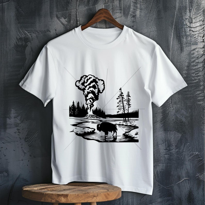 Yellowstone Geyser Bison PNG Bundle SVG DXF Laser Burn Wood Engrave ...
