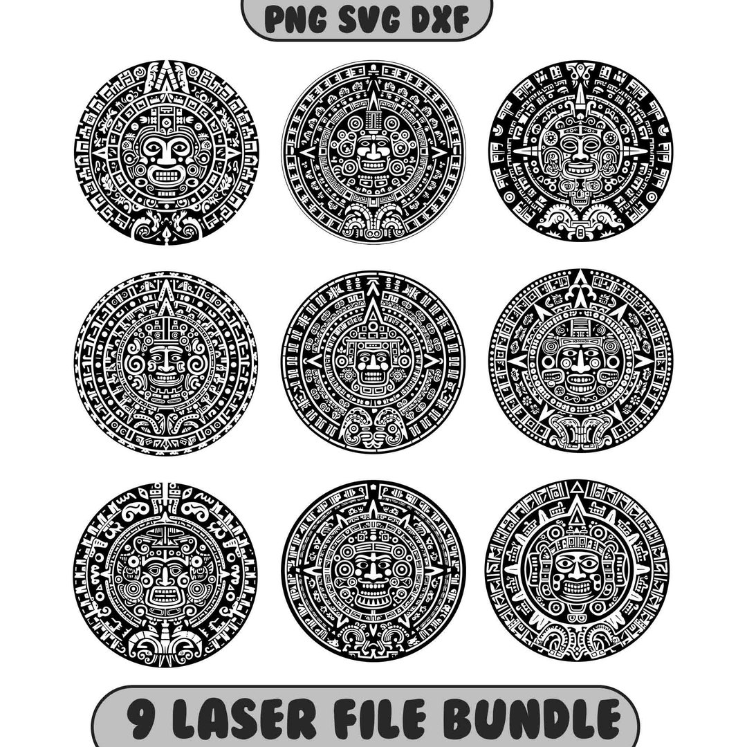 Mayan Calendar PNG Bundle | SVG | DXF | Laser Burn | Wood Engrave ...