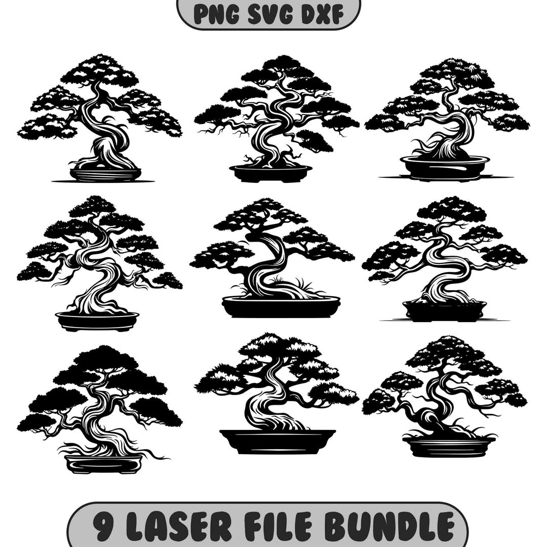 Bonsai Tree PNG Bundle | SVG | DXF | Laser Burn | Wood Engrave ...