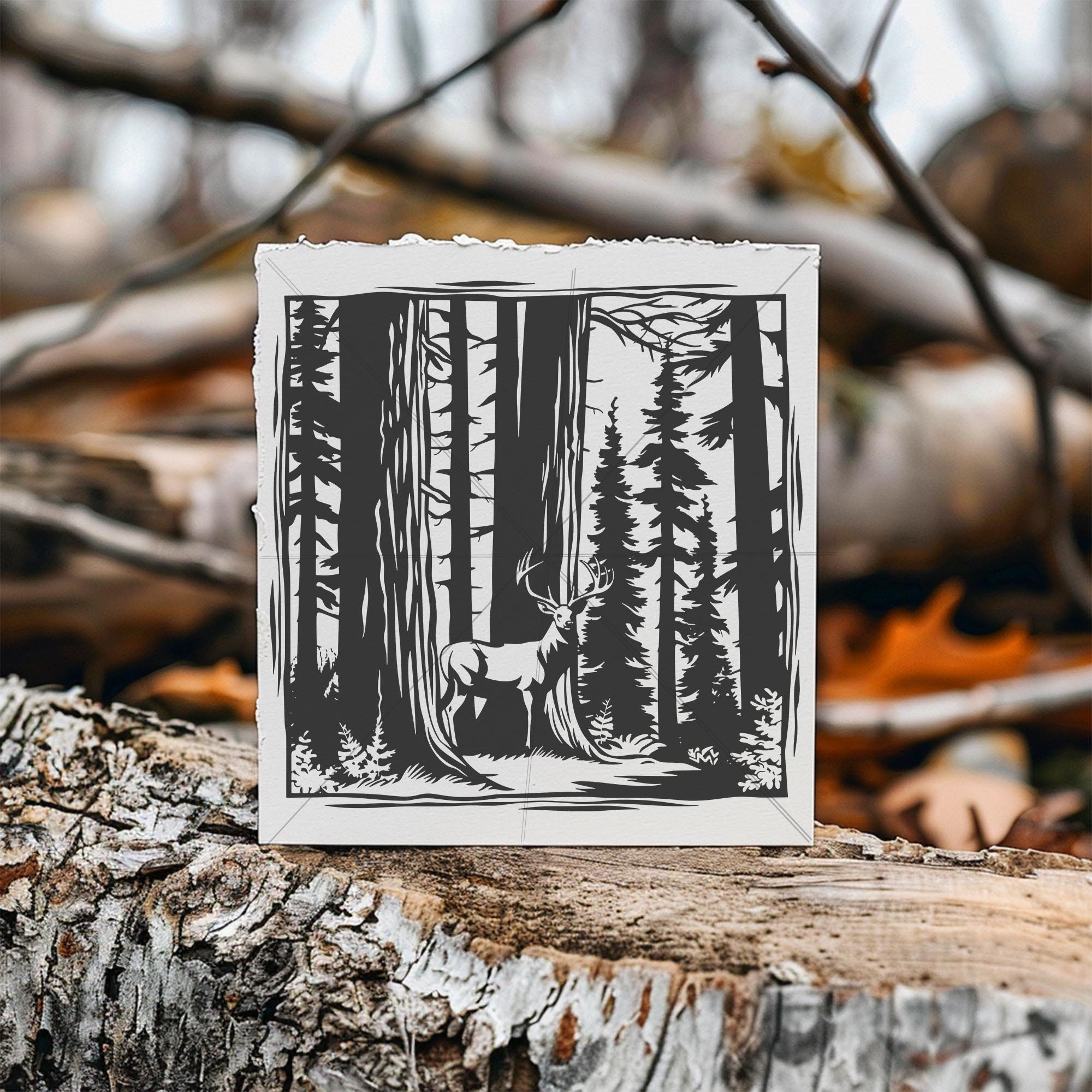 Sequoia Forest Mule PNG Bundle SVG DXF Laser Burn Wood Engrave ...