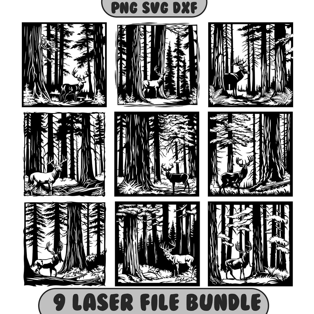 Sequoia Forest Mule PNG Bundle | SVG | DXF | Laser Burn | Wood Engrave ...
