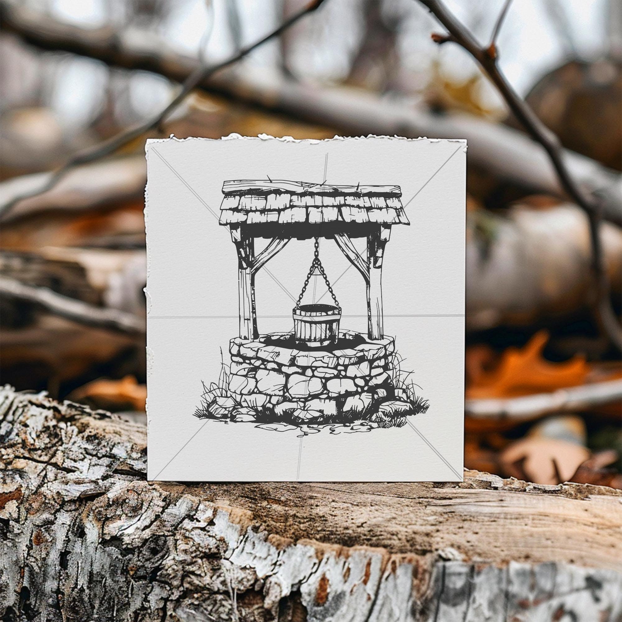 Water Well PNG Bundle SVG DXF Laser Burn Wood Engrave Lightburn Laser ...