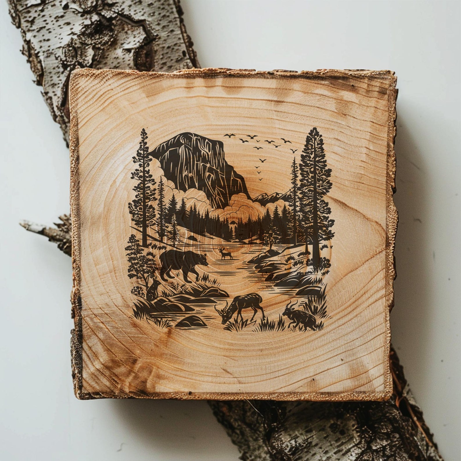 Yosemite Park Scene PNG Bundle SVG DXF Laser Burn Wood Engrave ...