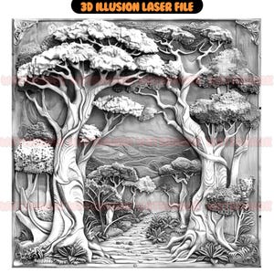 Forest Belete Tree 3D Illusion Laser Files Laserdatei Laser Burn PNG ...