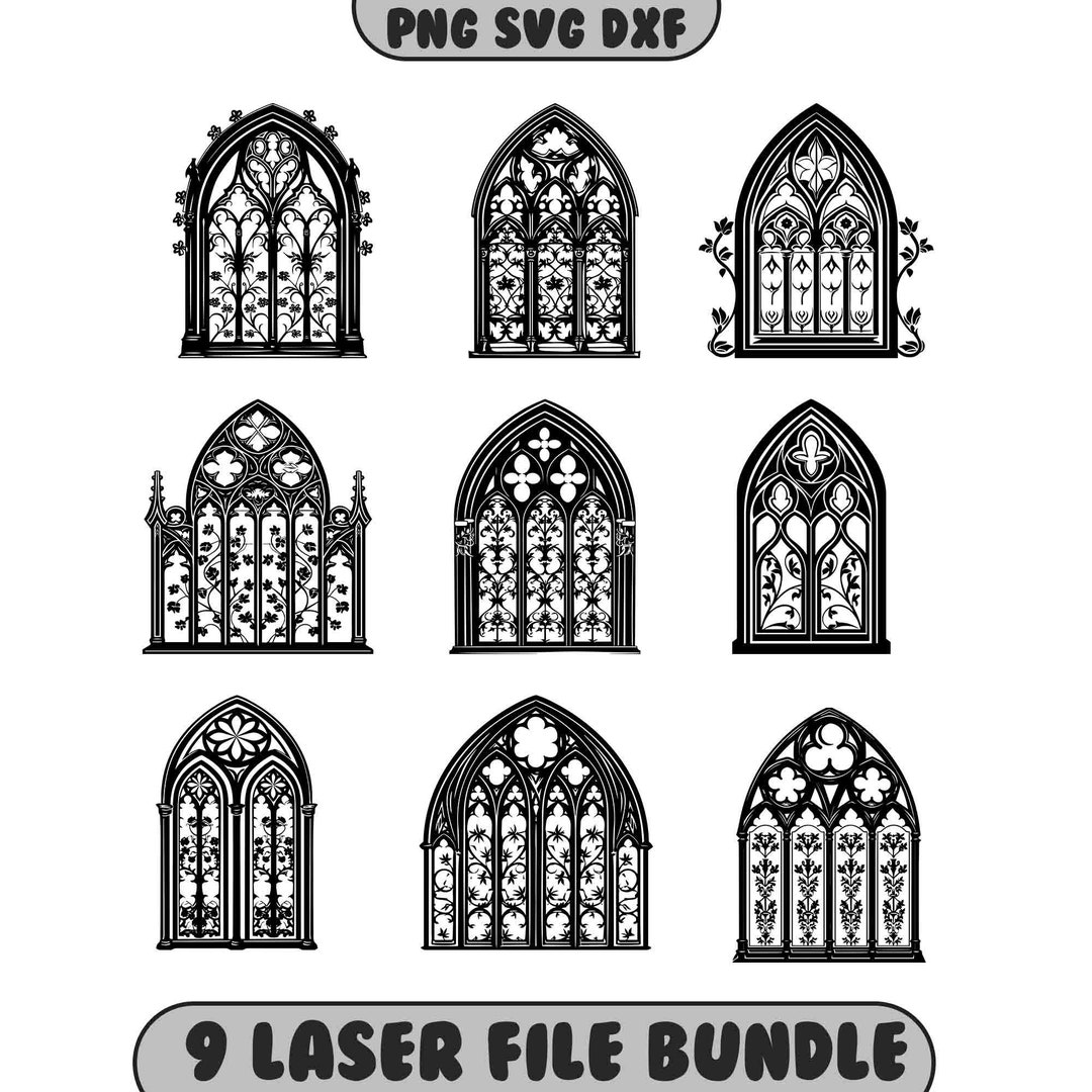 Victorian Window PNG Bundle | SVG | DXF | Laser Burn | Wood Engrave ...