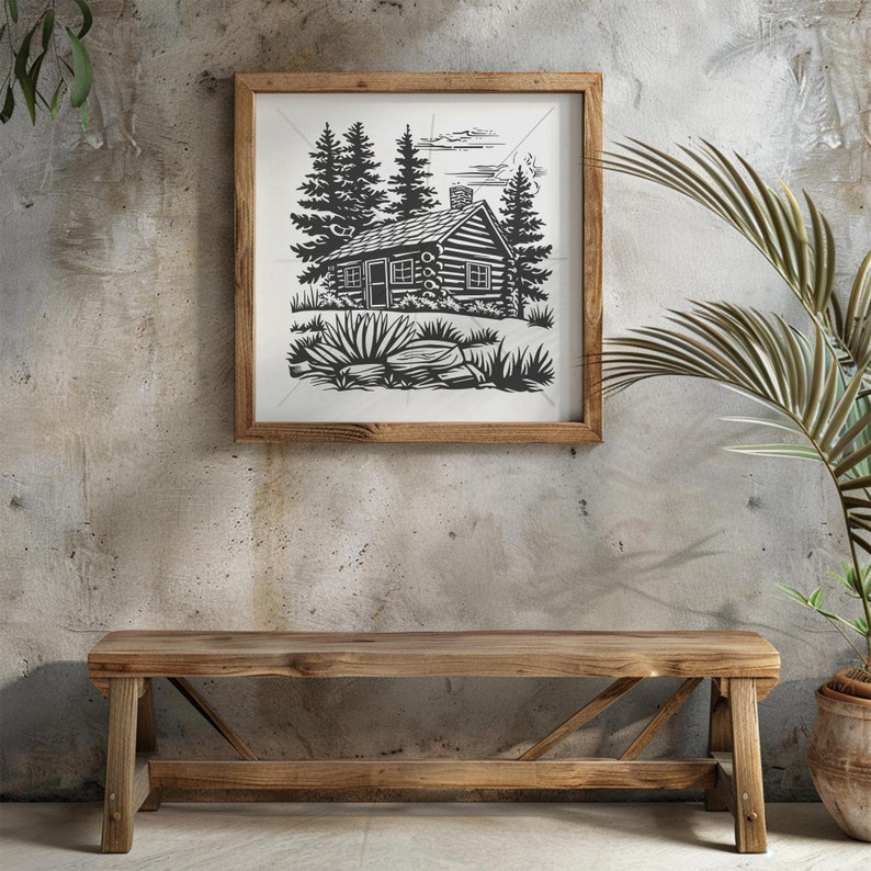 Log Cabin Summer PNG Bundle SVG DXF Laser Burn Wood Engrave Lightburn ...