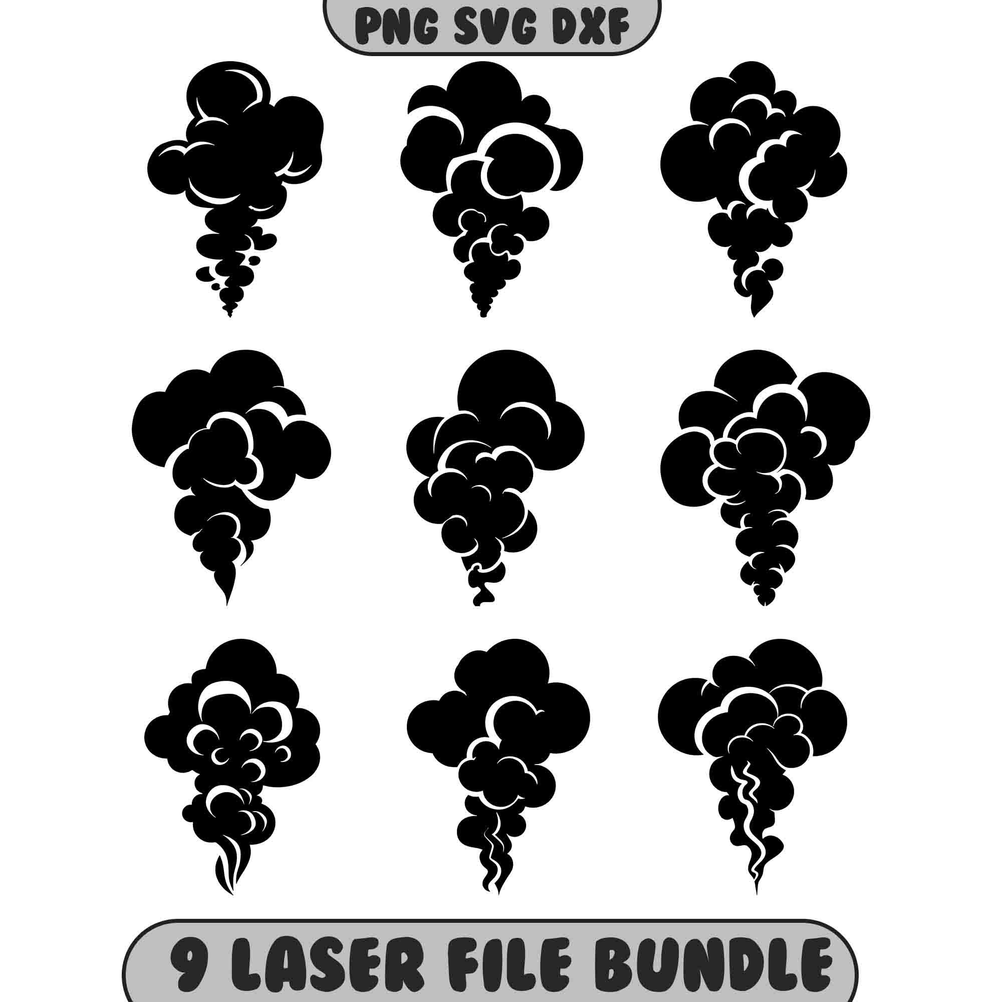 Smoke Cloud PNG Bundle | SVG | DXF | Laser Burn | Wood Engrave ...