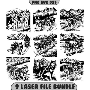 Denali Sled Dogs PNG Bundle | SVG | DXF | Laser Burn | Wood Engrave ...