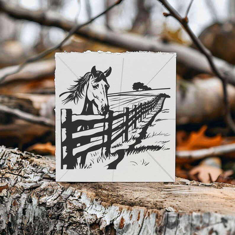 Horse Fence Farm PNG Bundle SVG DXF Laser Burn Wood Engrave Lightburn ...