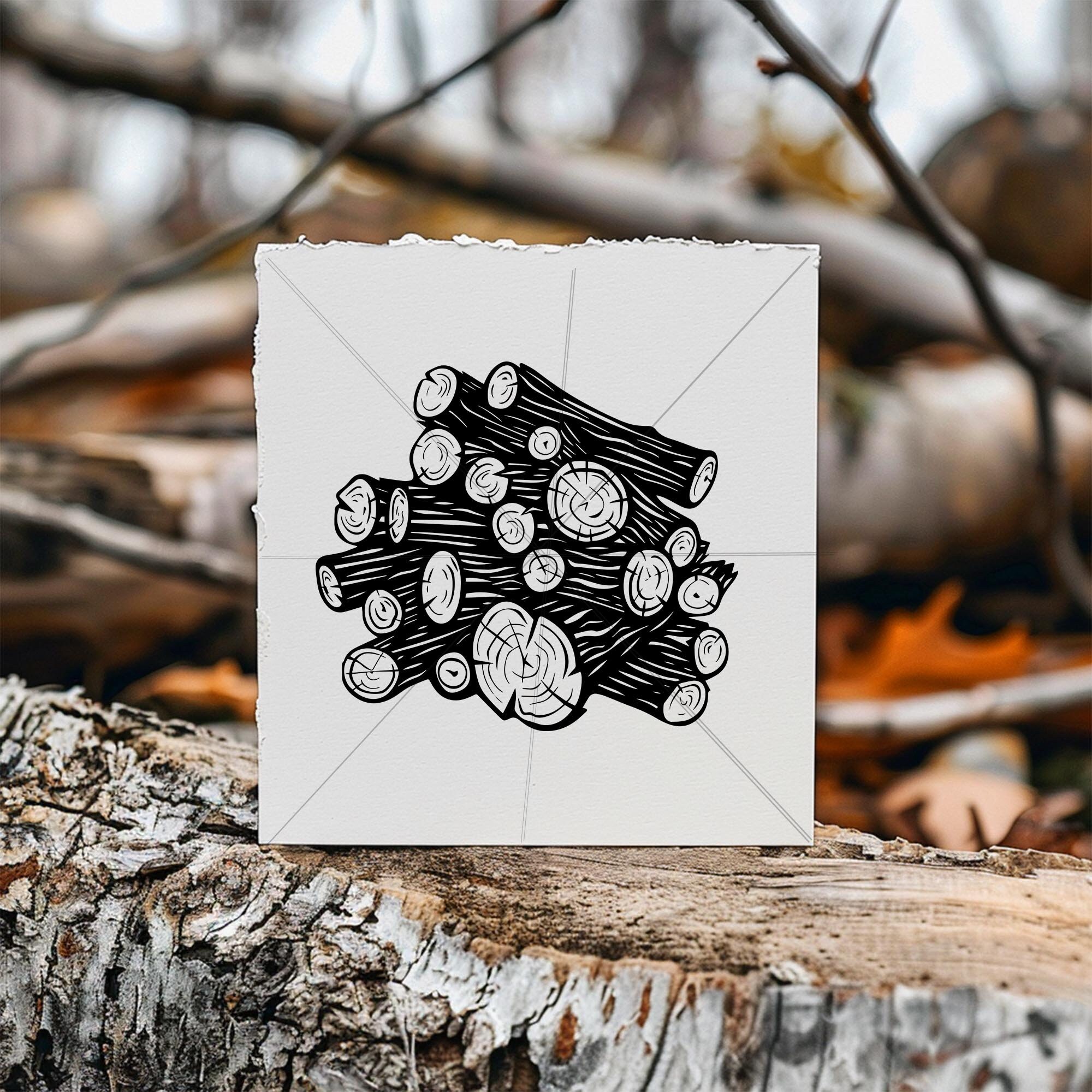 Wooden Logs Tree Log PNG Bundle SVG DXF Laser Burn Wood Engrave ...