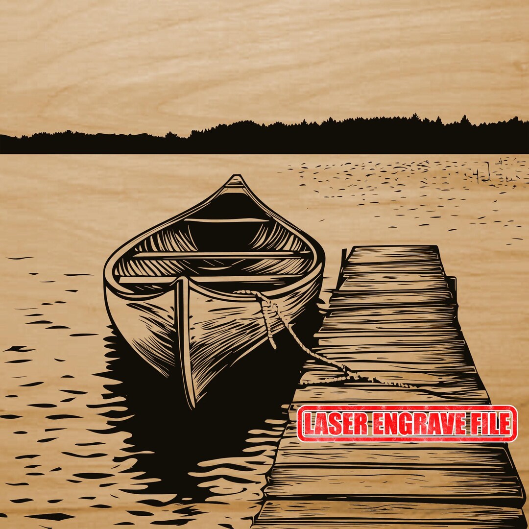 Wooden Dock Rowboat Laser Engrave SVG File PNG File Laser File ...