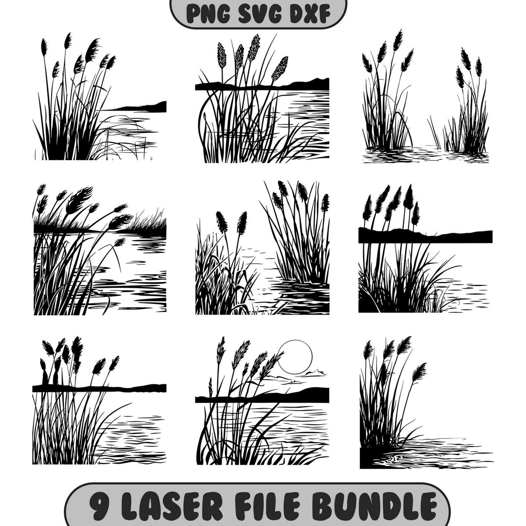 Cattails PNG Bundle | SVG | DXF | Laser Burn | Wood Engrave | Lightburn ...