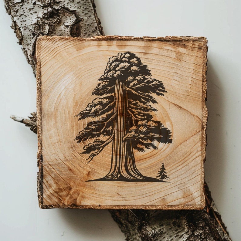 Sequoia Tree PNG Bundle SVG DXF Laser Burn Wood Engrave Lightburn Laser ...
