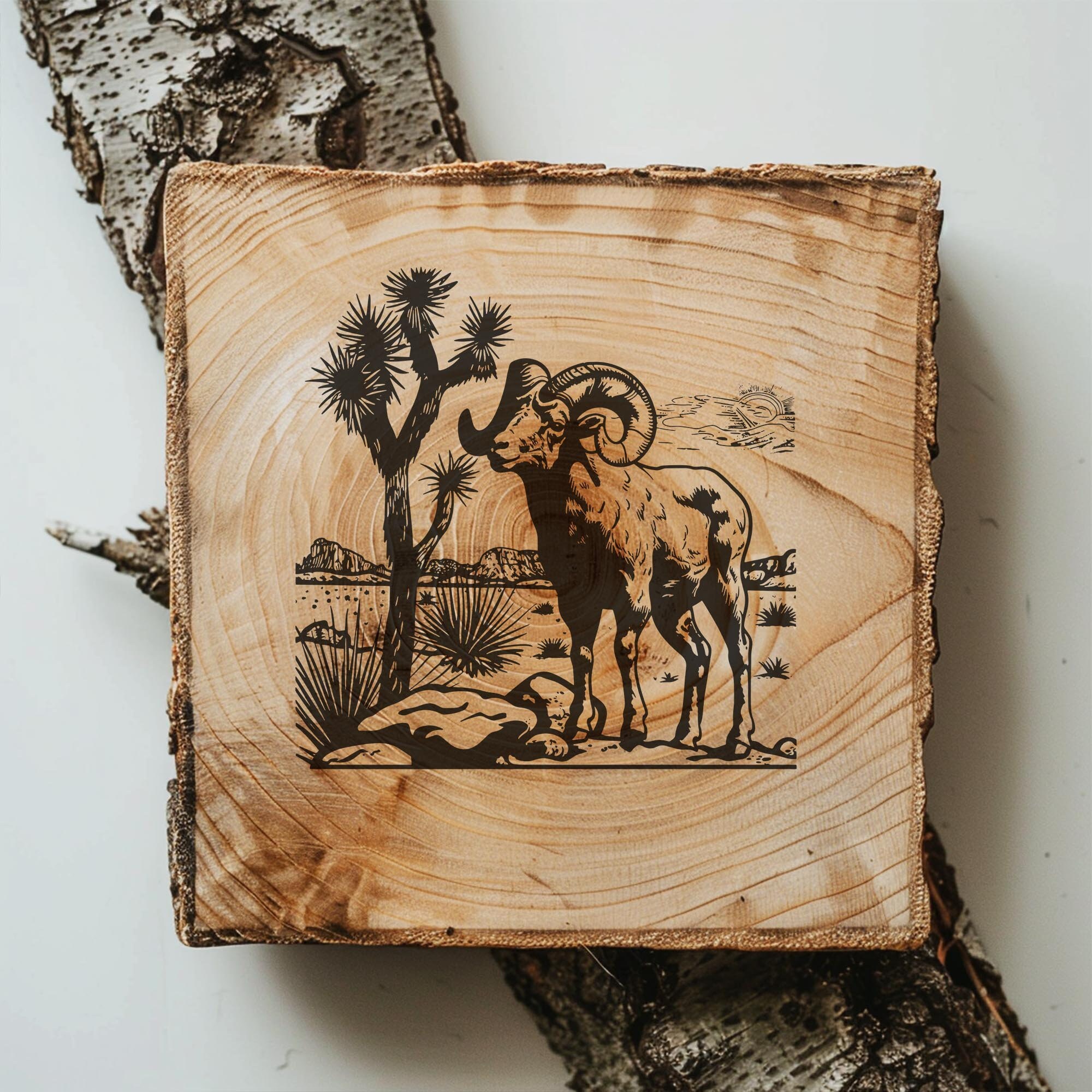 Joshua Tree Bighorn Sheep PNG Bundle SVG DXF Laser Burn Wood Engrave ...