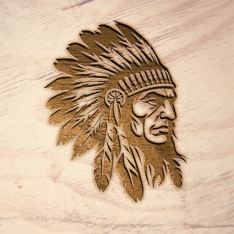 Native American Chief PNG Bundle SVG DXF Laser Burn Wood Engrave ...