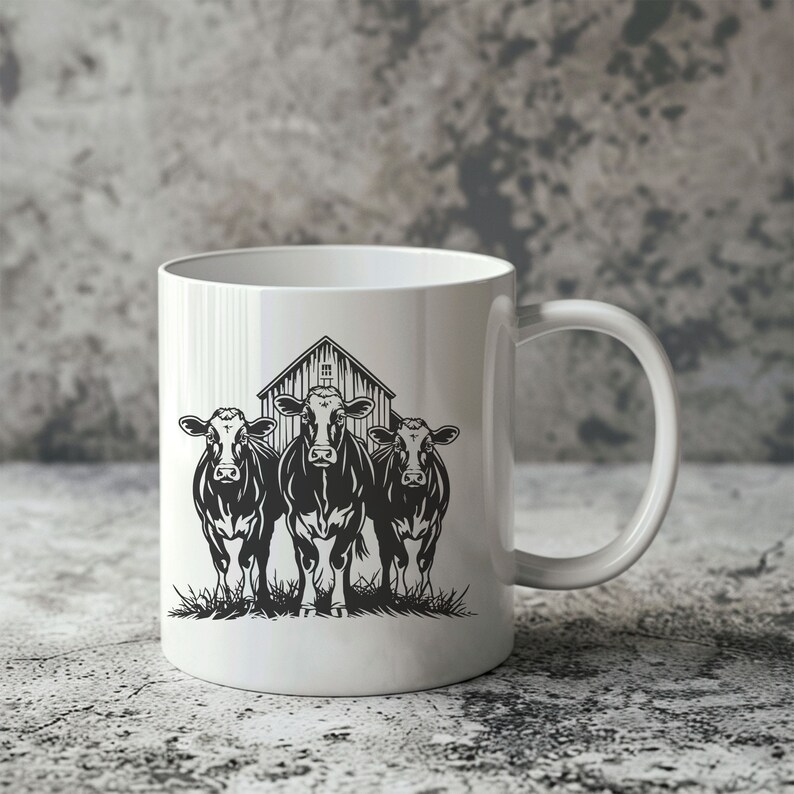 Cattle Farm Barn PNG Bundle SVG DXF Laser Burn Wood Engrave Lightburn ...