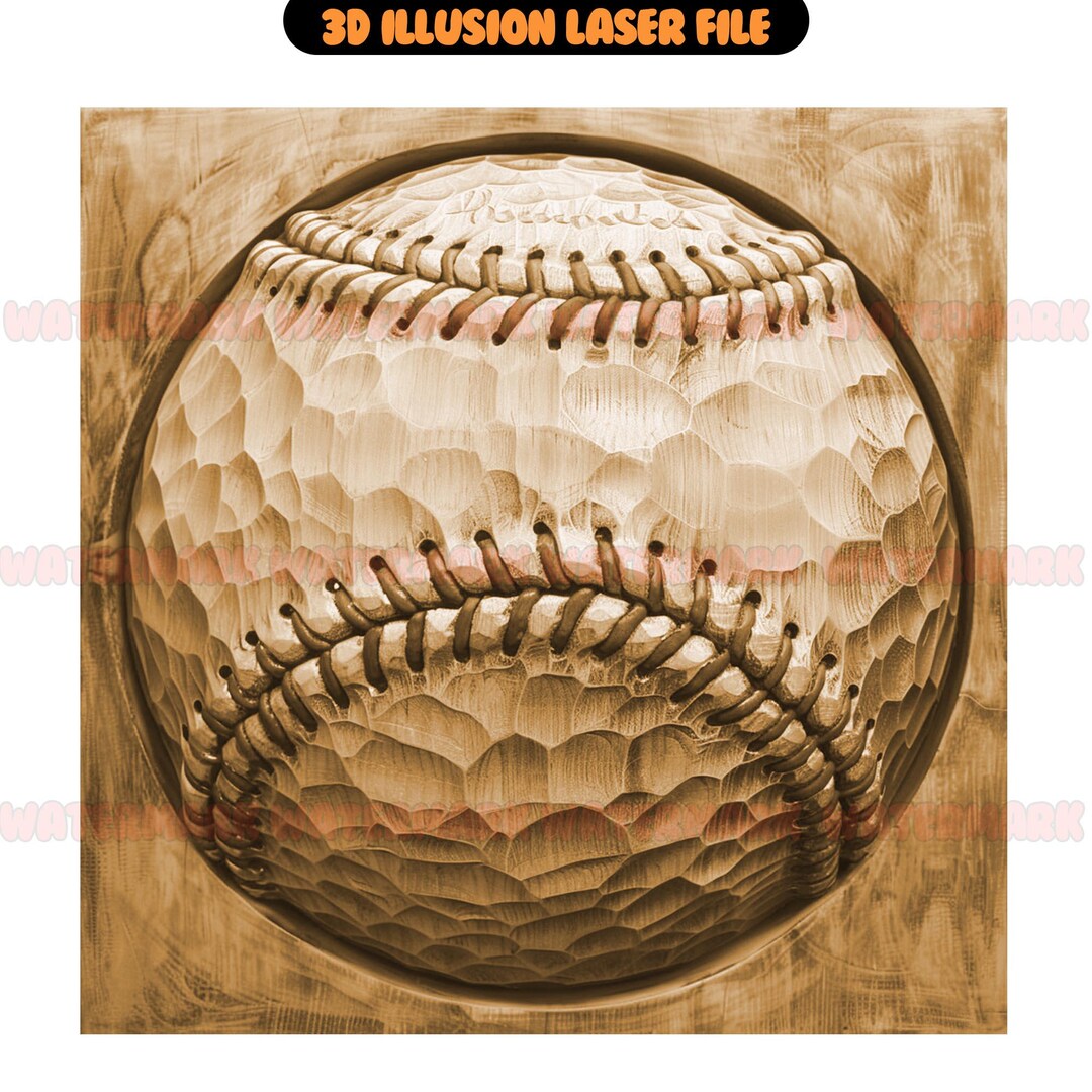 Baseball Ball 3D Illusion Laser Files Laserdatei Laser Burn PNG ...
