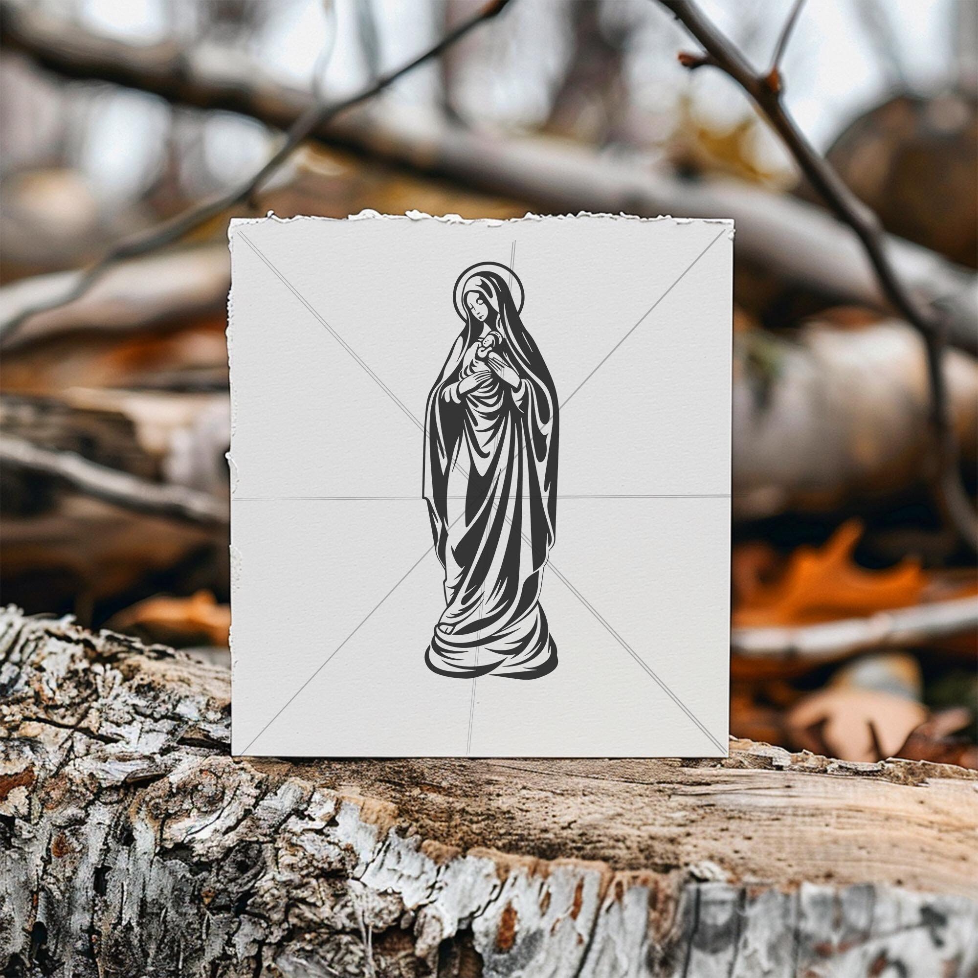 Virgin Mary PNG Bundle SVG DXF Laser Burn Wood Engrave Lightburn Laser ...