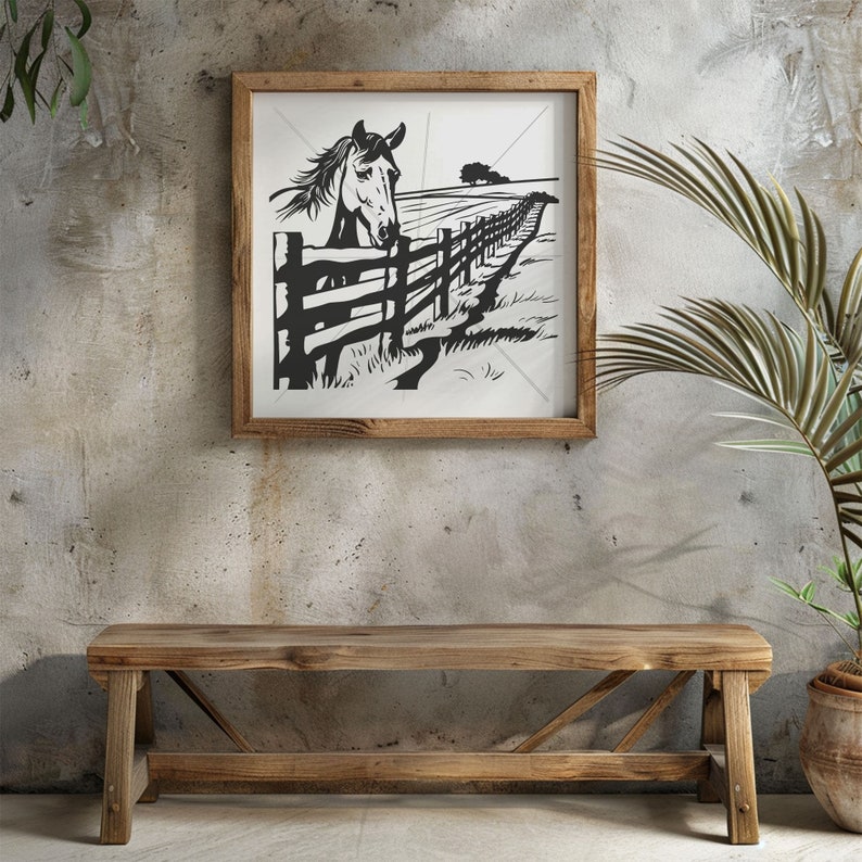 Horse Fence Farm PNG Bundle SVG DXF Laser Burn Wood Engrave Lightburn ...