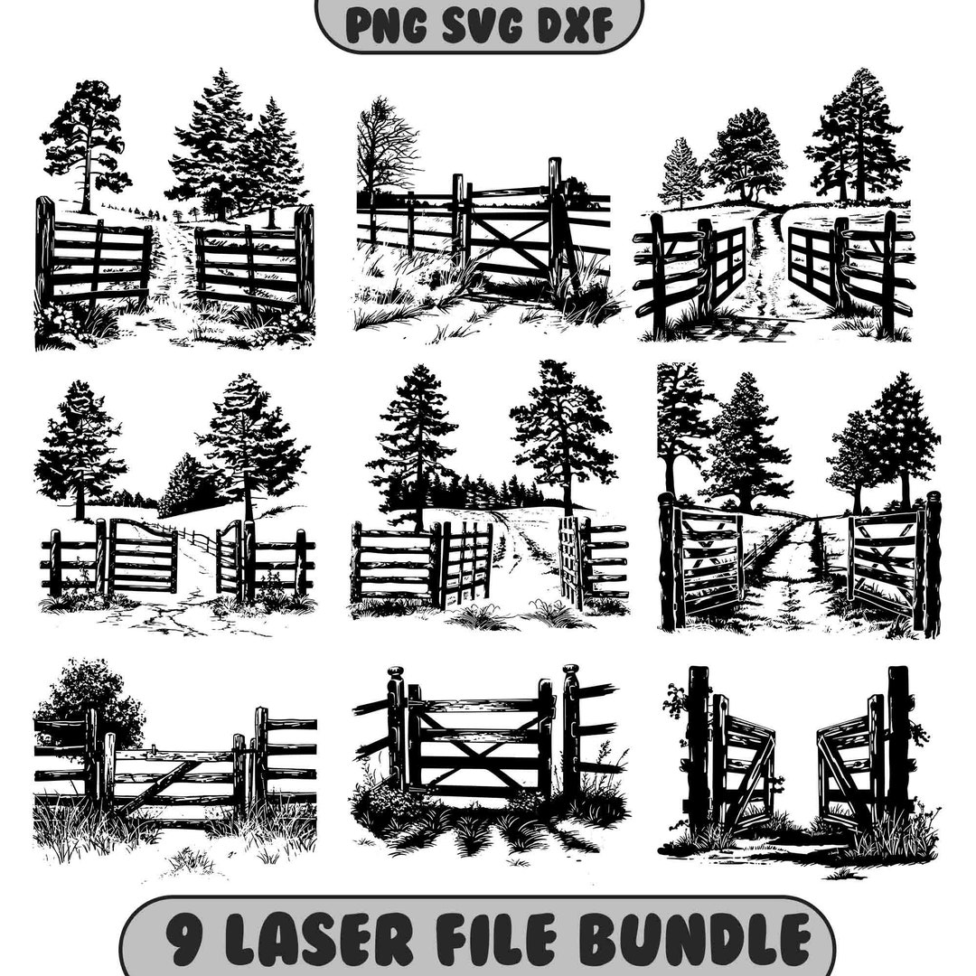 Farm Gate PNG Bundle | SVG | DXF | Laser Burn | Wood Engrave ...