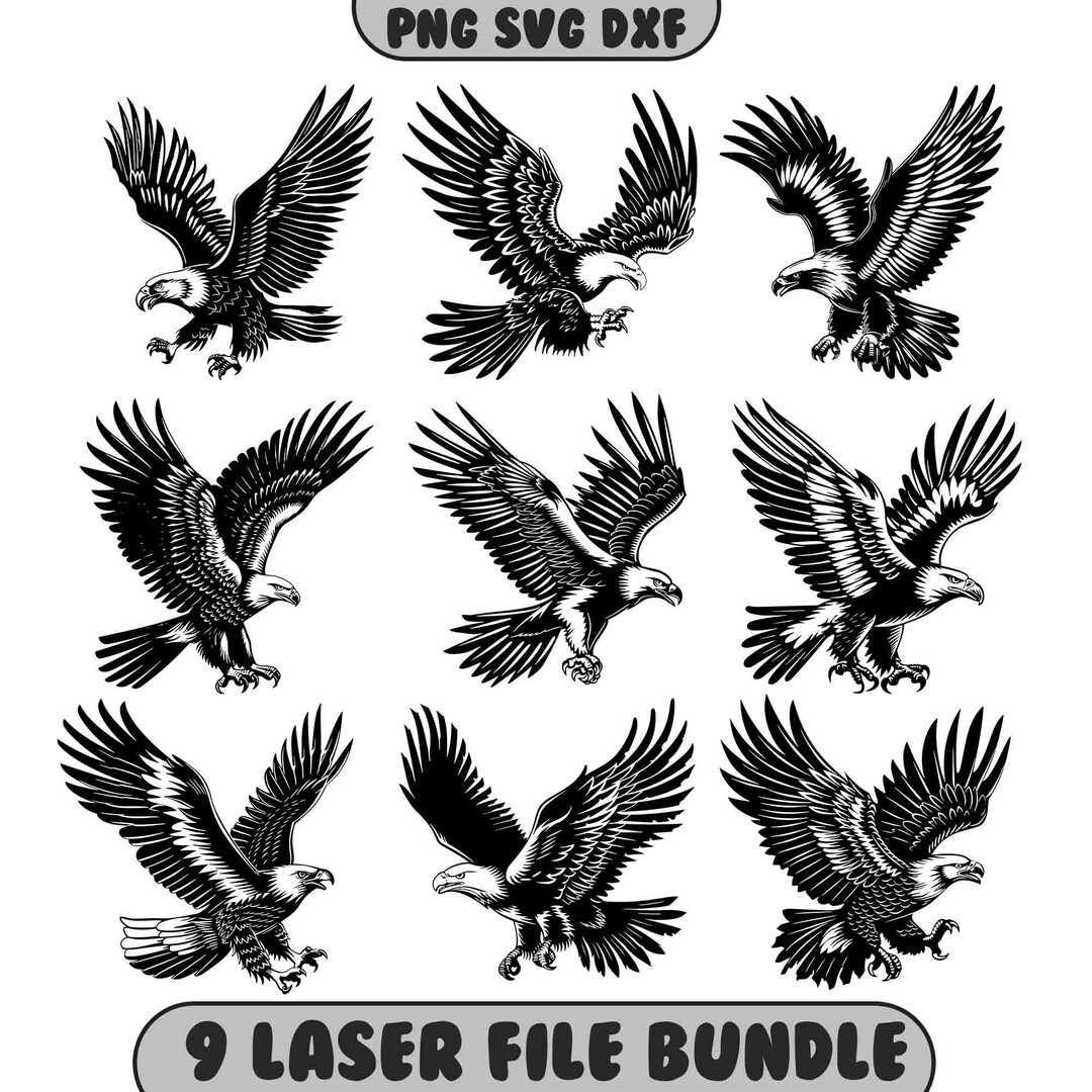American Bald Eagle PNG Bundle | SVG | DXF | Laser Burn | Wood Engrave ...