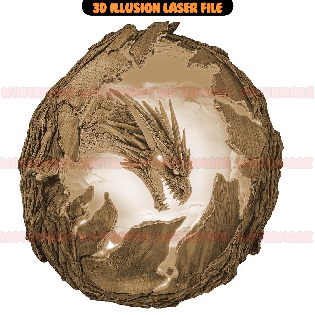 Dragon 3D Illusion Laser Files Laserdatei Laser Burn PNG Lightburn - 4 ...