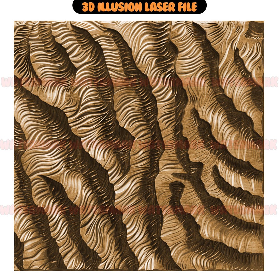 Tiger Skin 3D Illusion Laser Files Laserdatei Laser Burn PNG Lightburn ...