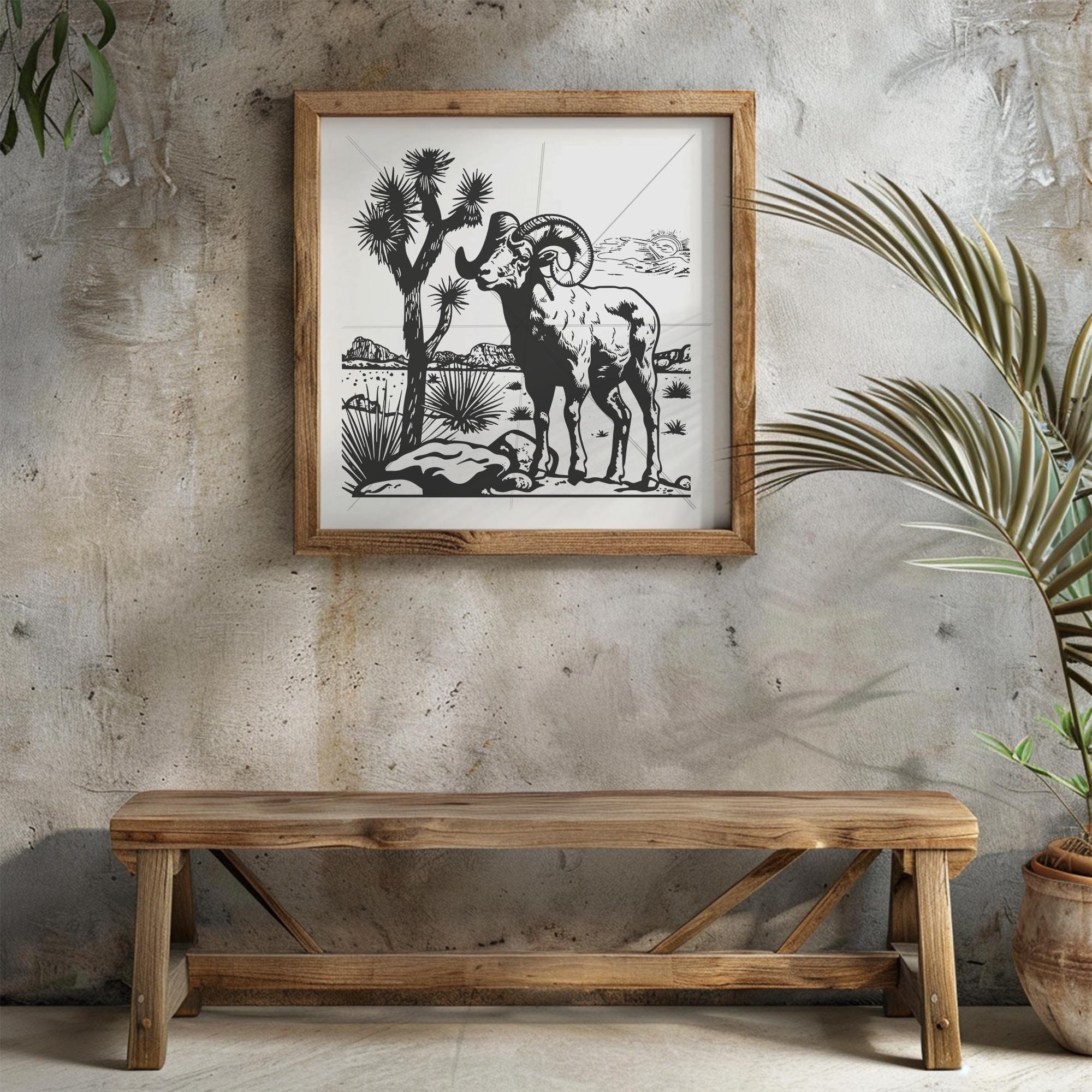 Joshua Tree Bighorn Sheep PNG Bundle SVG DXF Laser Burn Wood Engrave ...