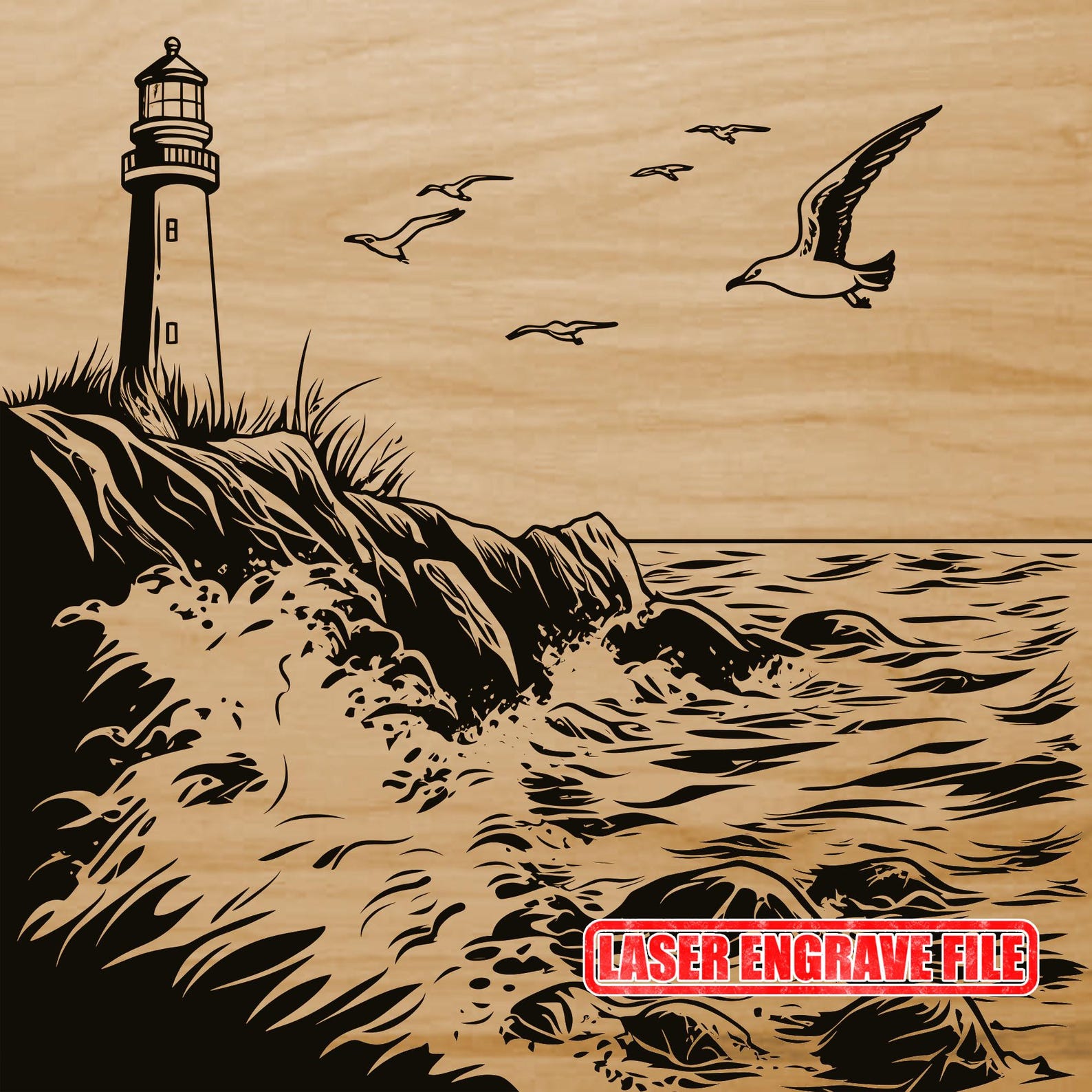 Crashing Waves Laser Engrave SVG File PNG File Laser File | Laserdatei ...