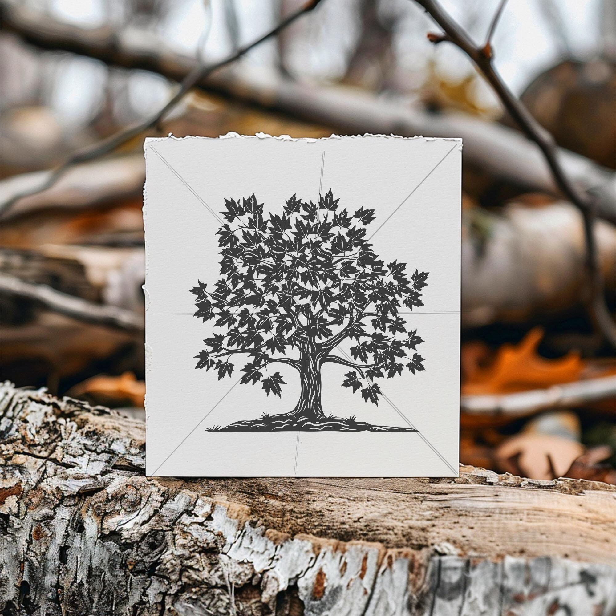 Big Leaf Maple Tree PNG Bundle SVG DXF Laser Burn Wood Engrave ...