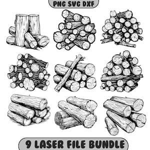 Wooden Logs Tree Log PNG Bundle | SVG | DXF | Laser Burn | Wood Engrave ...