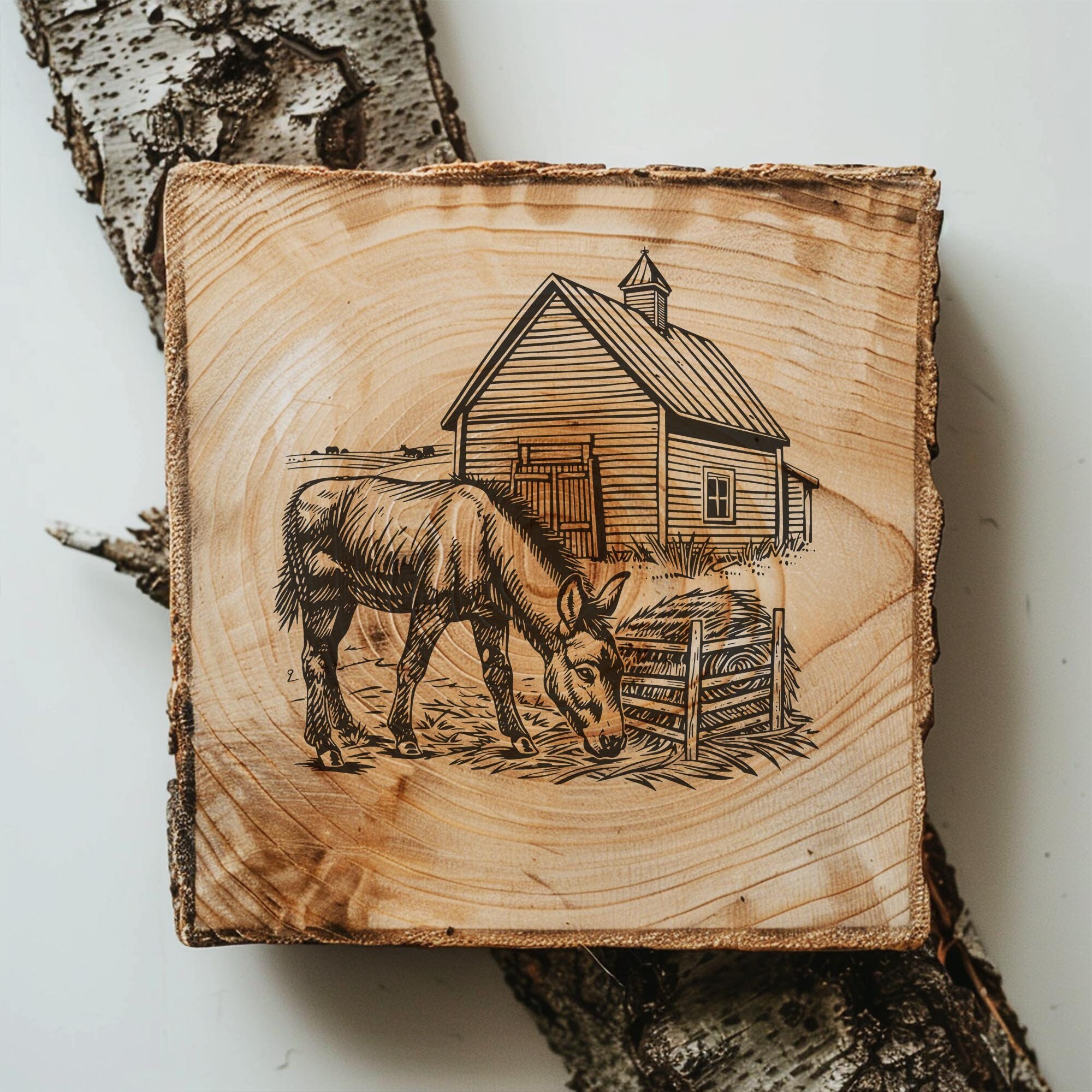 Donkey Farm Barn PNG Bundle SVG DXF Laser Burn Wood Engrave Lightburn ...
