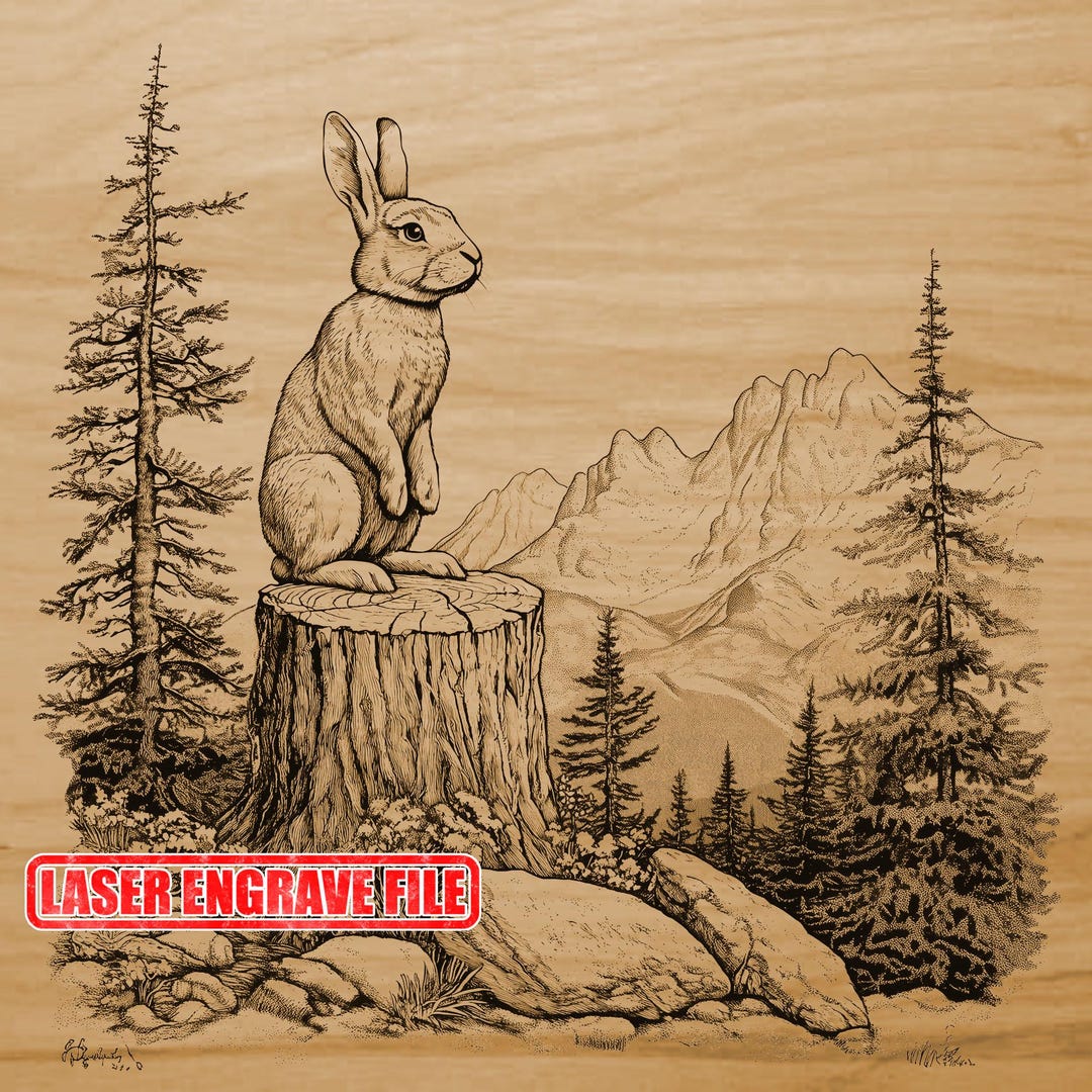 Wild Rabbit Forest Laser Engrave SVG File PNG File Laser File ...