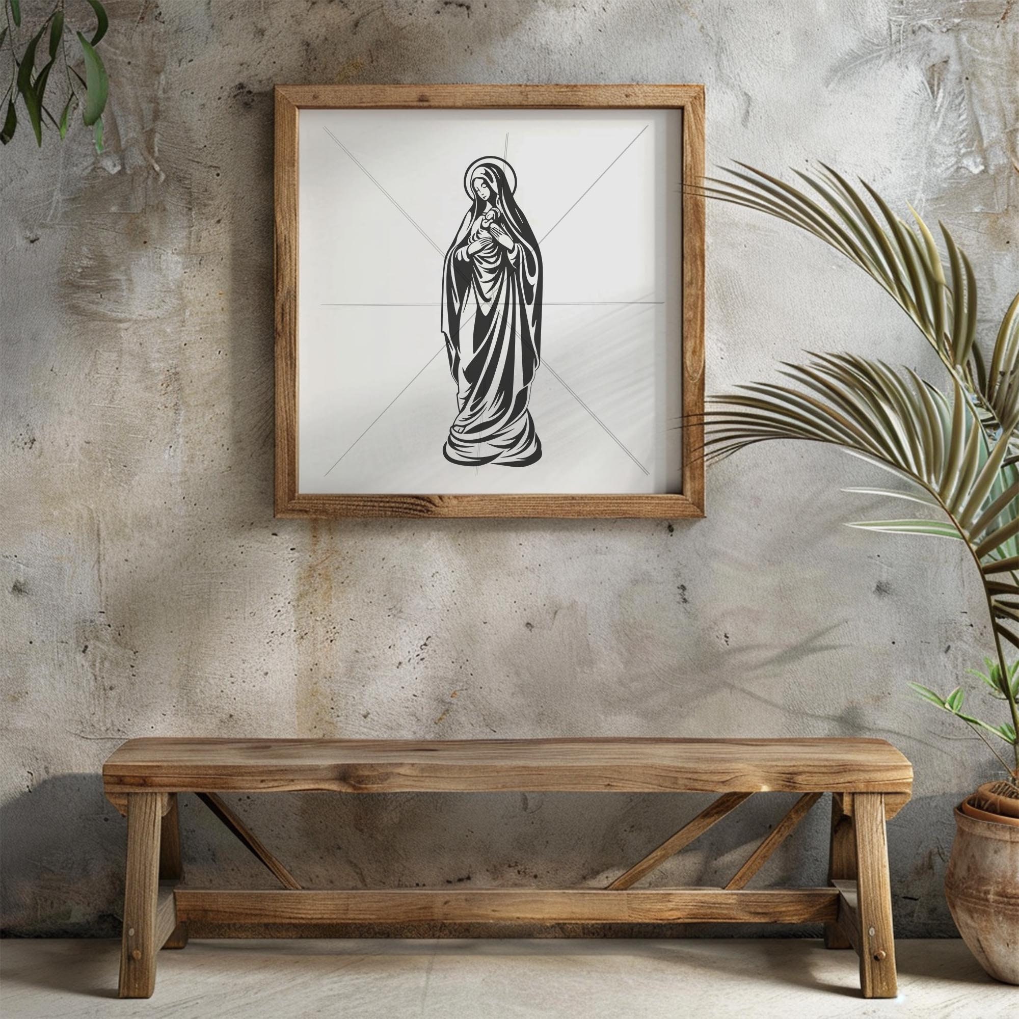 Virgin Mary PNG Bundle SVG DXF Laser Burn Wood Engrave Lightburn Laser ...