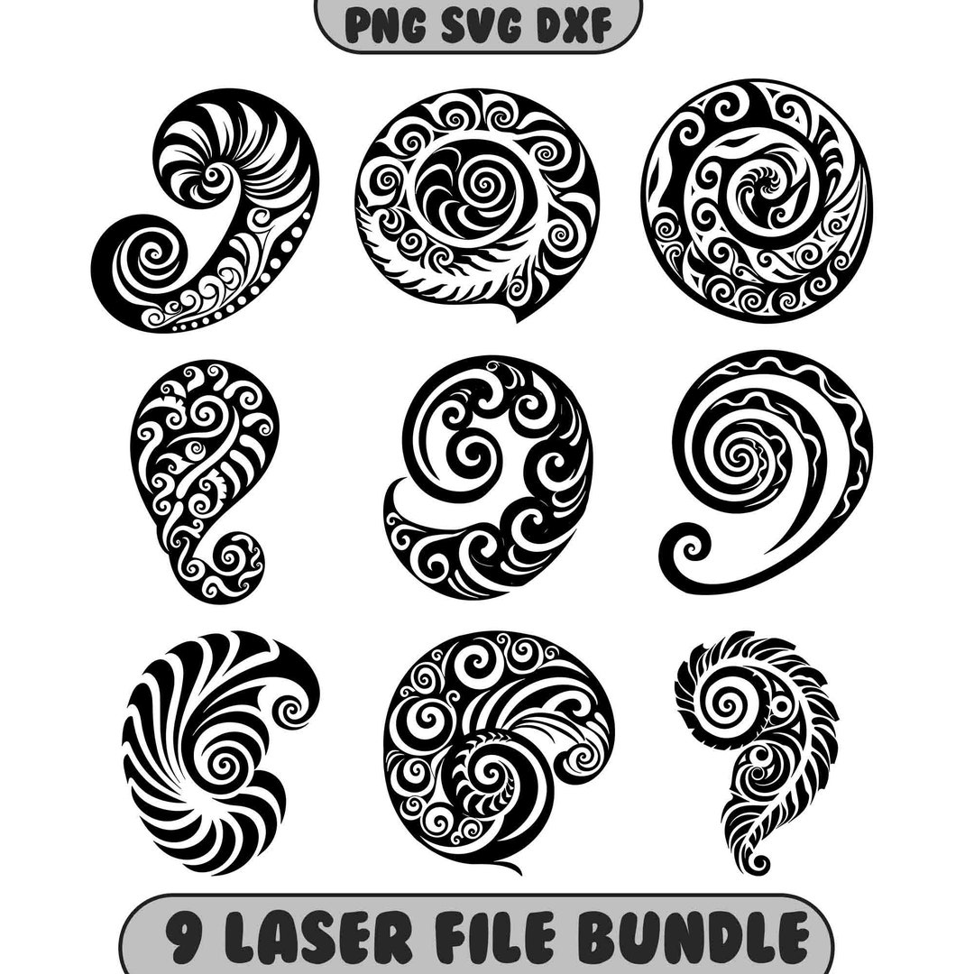Maori Koru PNG Bundle | SVG | DXF | Laser Burn | Wood Engrave ...