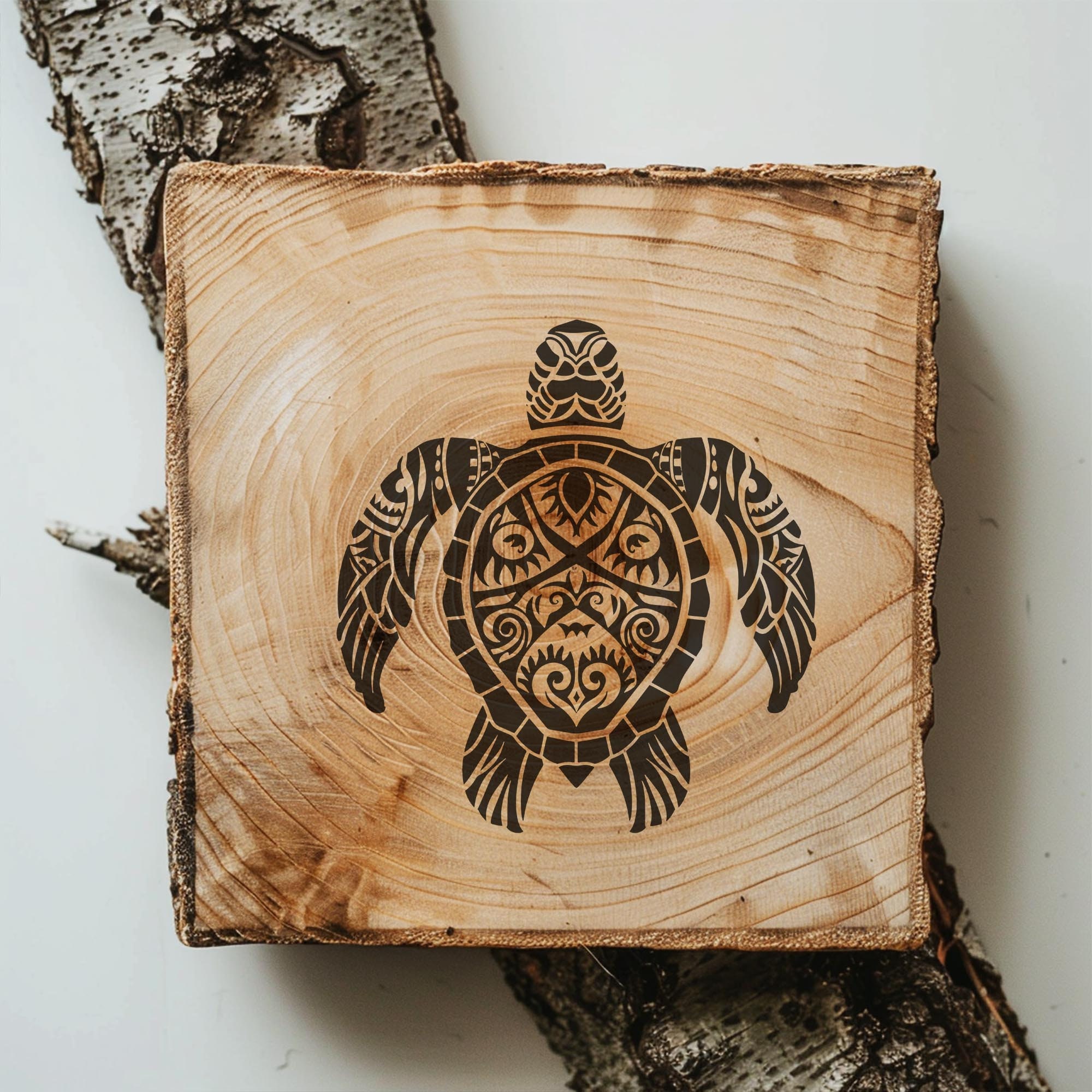 Polynesian Turtle PNG Bundle SVG DXF Laser Burn Wood Engrave Lightburn ...