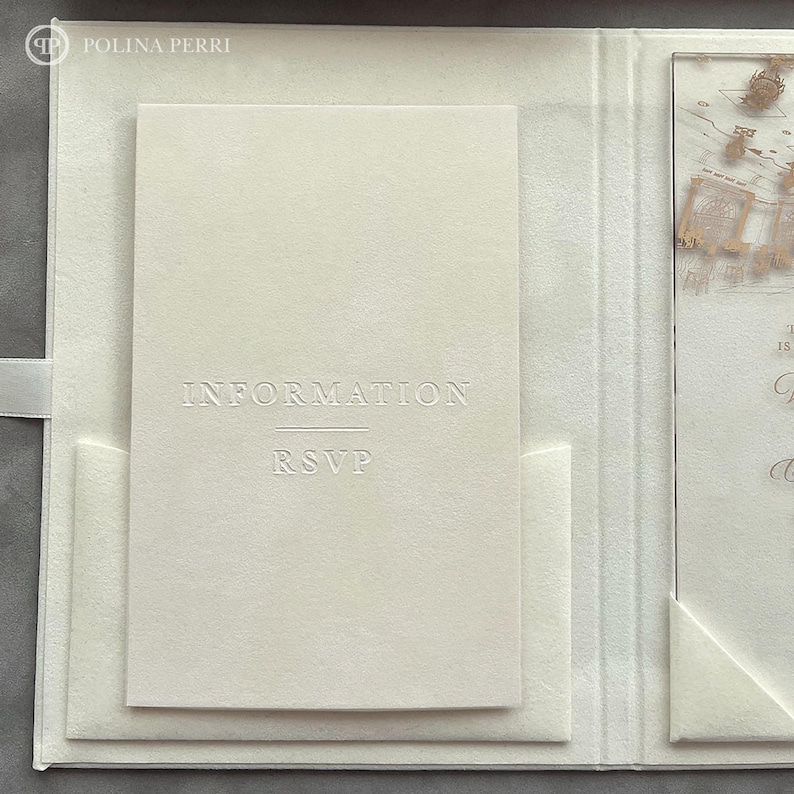 Cream Luxury Folio Wedding Invitations Velvet Hardcover Wedding ...