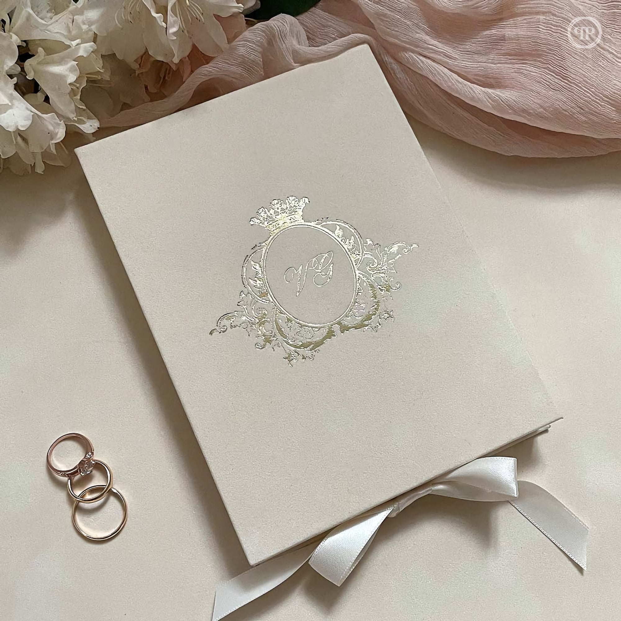 Blush Velvet Wedding Invitations Box 5.7x7.8/145 X 200 Mm, Gold Press ...
