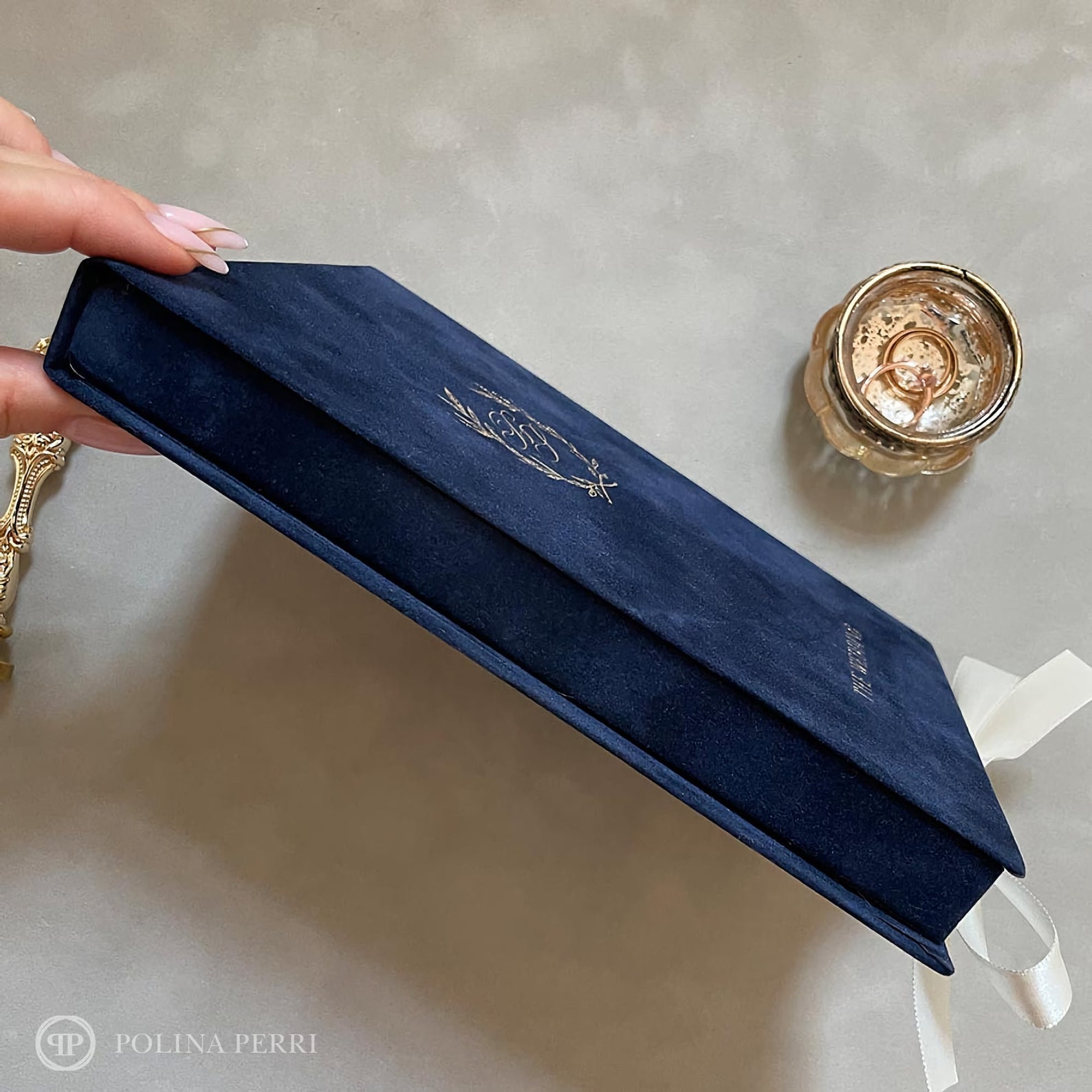 Navy Velvet Boxed Wedding Invitation: Gold Foil, Acrylic Card - Etsy
