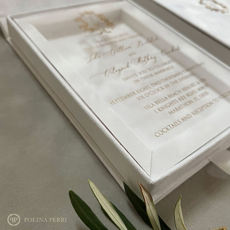 Luxury Boxed Wedding Invitations (5.7”x7.8”/145 X 200 Mm), White Velvet ...