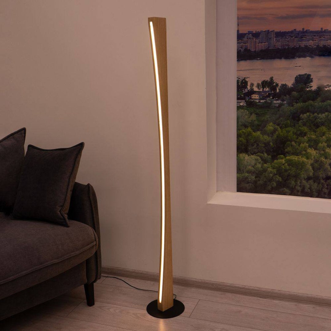 Wood Floor Light ARC Floor Light Rustic Wood Light, Modern Wood Floor ...