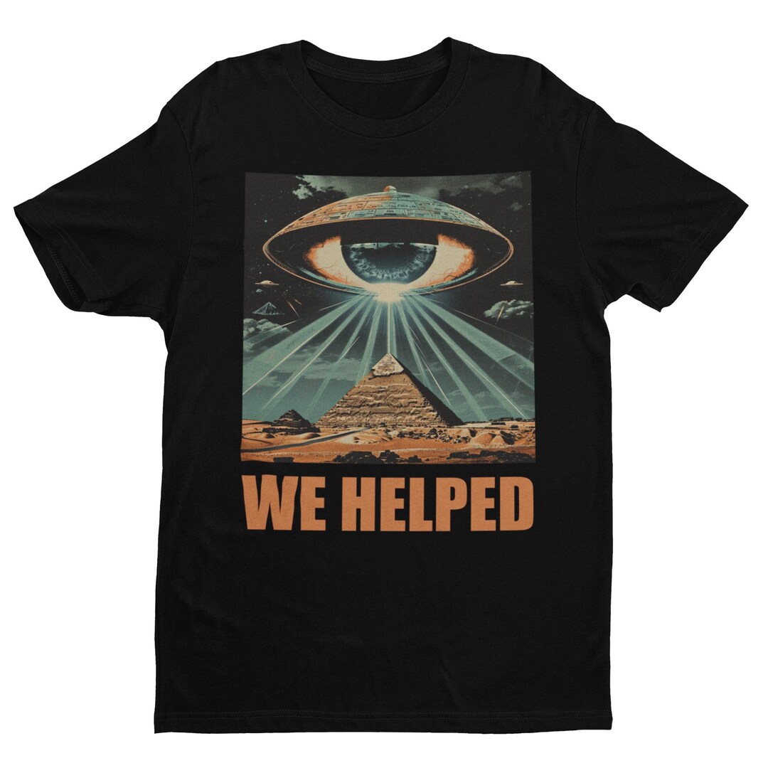 UFO Ancient Pyramids Graphic T-shirt | Funny Space Tee - Etsy
